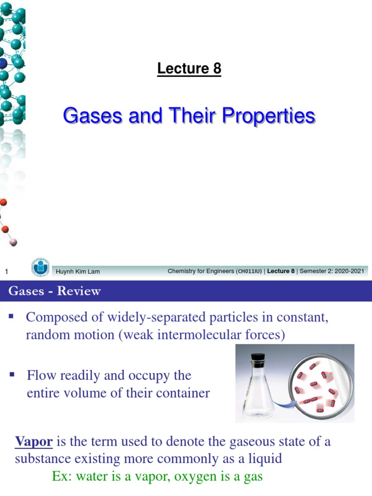 Gases and Their Properties: Huynh Kim Lam Chemistry For Engineers ...