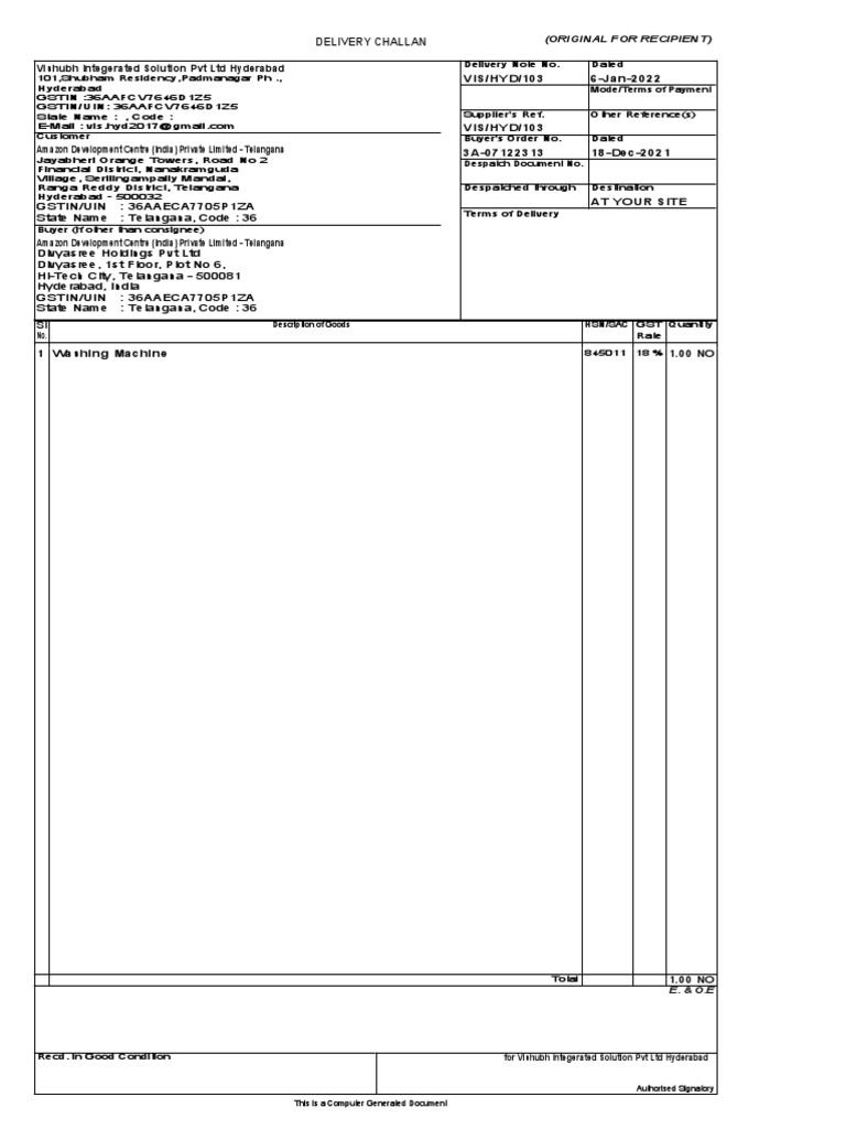 DC 103 Hyd Wash Mach | PDF | Taxation | Payments