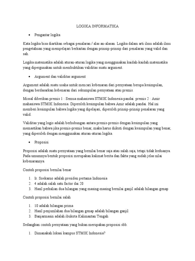 Logika Informatika | PDF