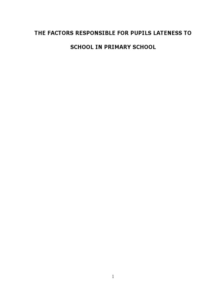 Factors Responsible For Pupils Lateness To School in Primary School ...