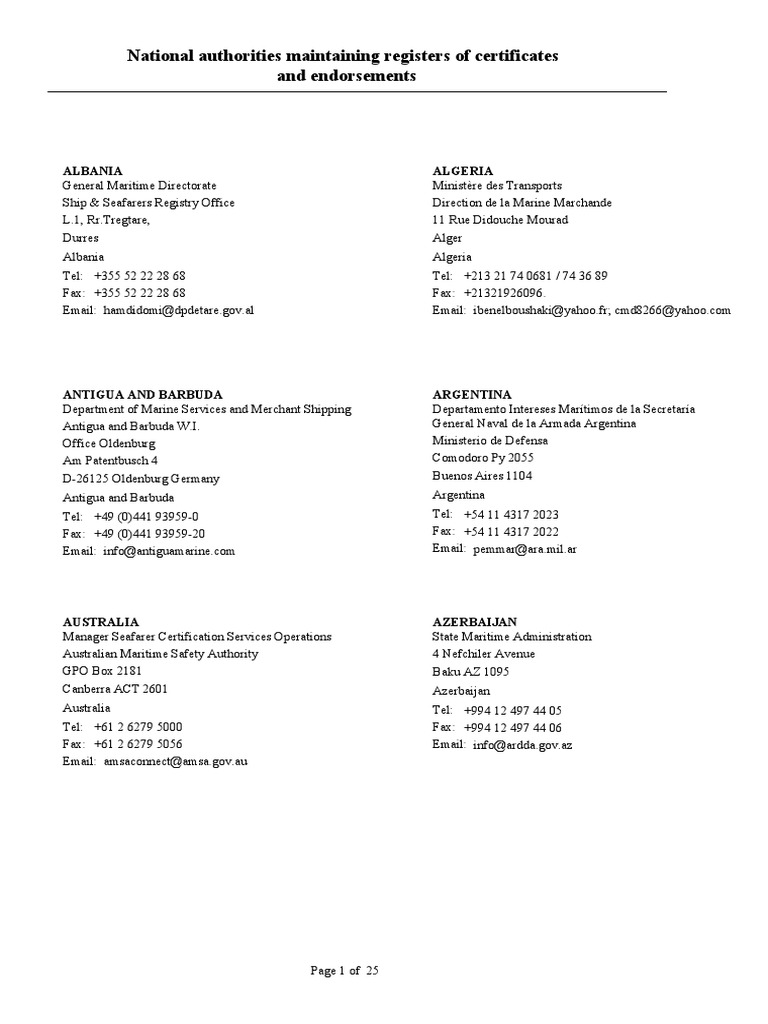 Maritime Body Address For COE | PDF | Water Transport | Shipping