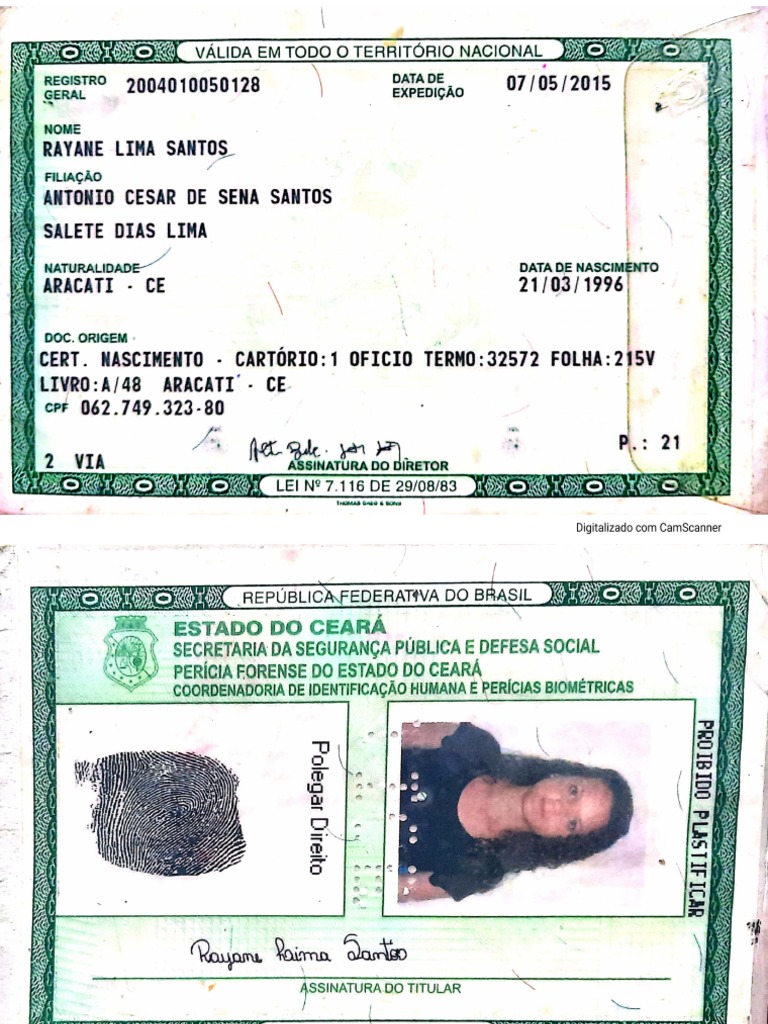 Documentos Pessoais - Rayane | PDF