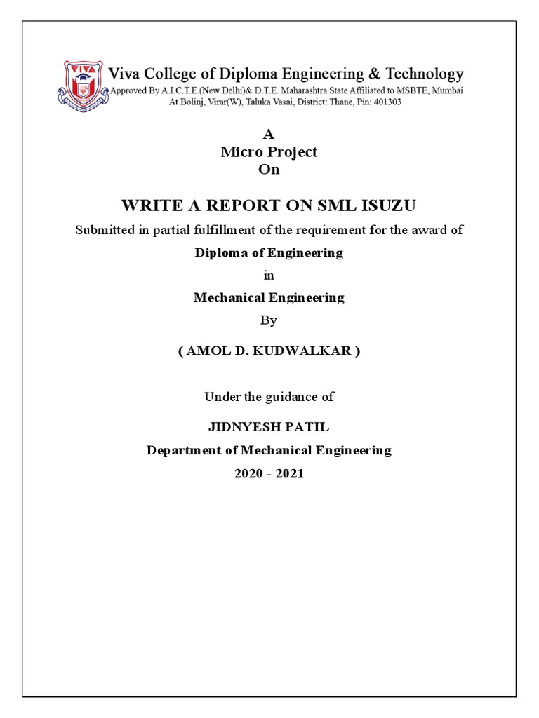 Itr Project Report Amol | PDF | Vehicles | Motor Vehicle