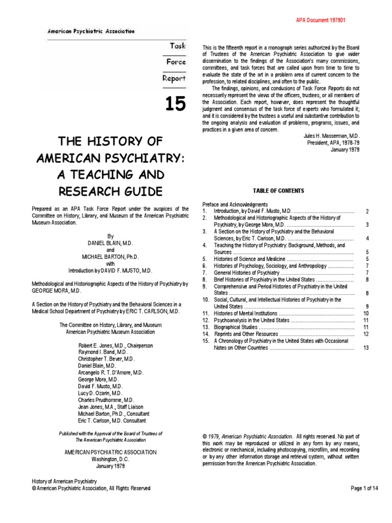 The History of American Psychiatry: A Teaching and Research Guide | PDF ...