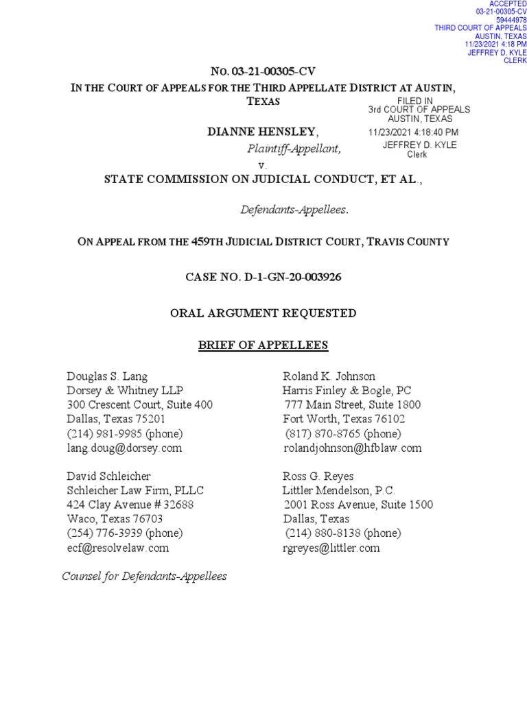 Hensley Appellee Brief | Download Free PDF | Lawsuit | Appeal