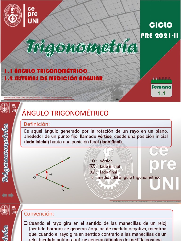 A.1. Semana 1.1 Sist de Medida Angular Neo 2021-II | PDF | Trigonometría | Geometría