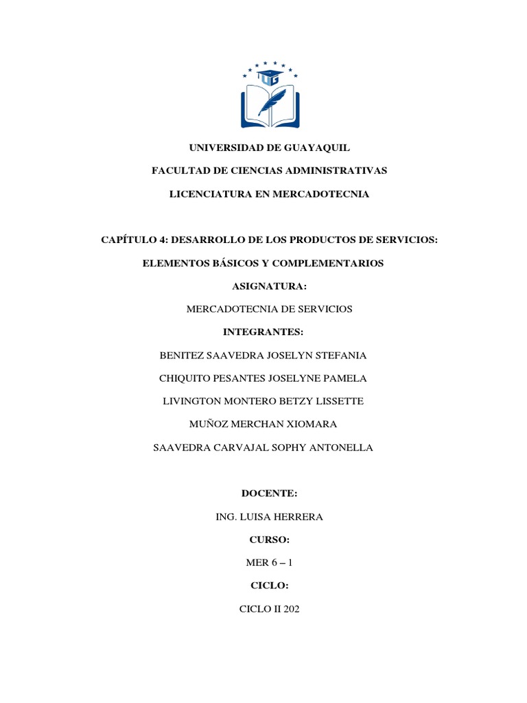 Capitulo 4 Desarrollo de Los Productos de Servicios Elementos Basicos y Complementarios | PDF ...