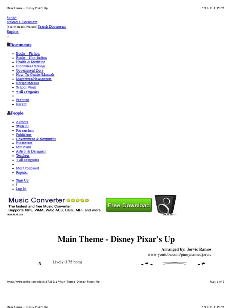 Main Theme - Disney Pixar's Up | PDF | Scribd | Online Services