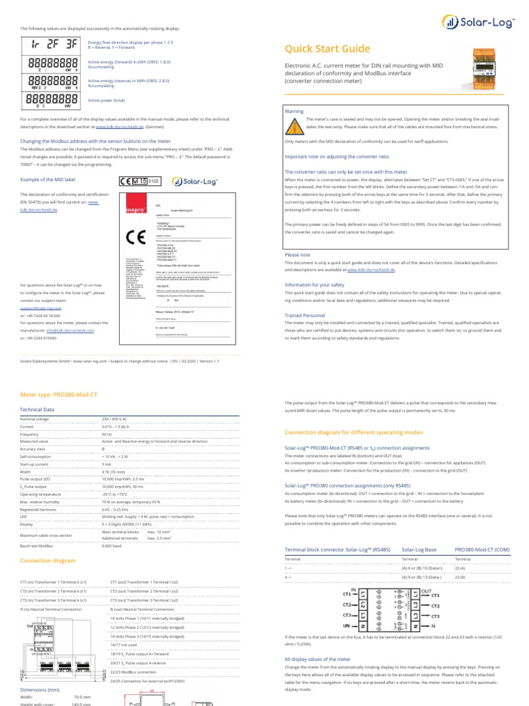 SolarLog Manual Solar Log PRO380 CT EN | PDF