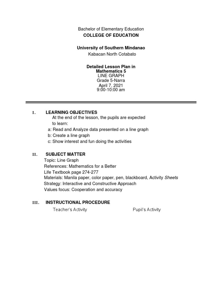 Detailed - Lesson - Plan - in - Mathematics 5 Line Graph | PDF | Chart ...