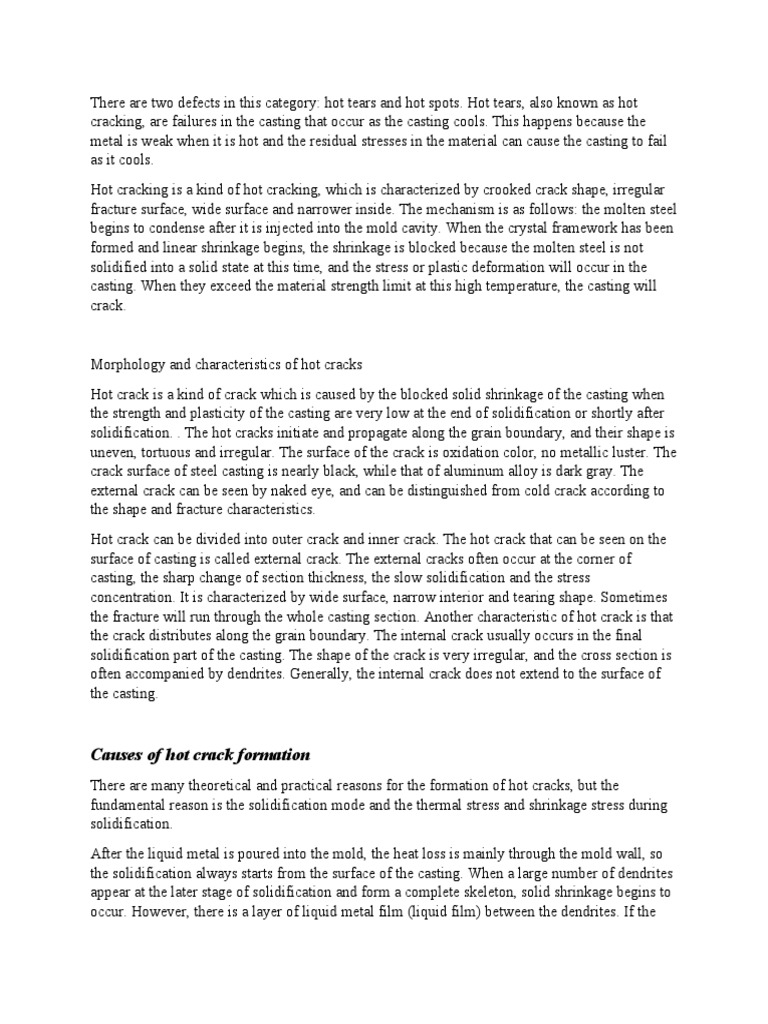 Casting Defects Cracks | PDF | Casting (Metalworking) | Fracture