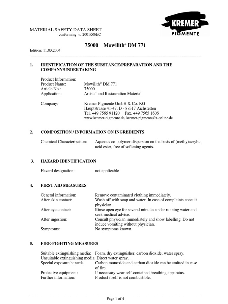 Mowilith 771 | PDF | Toxicity | Waste Management