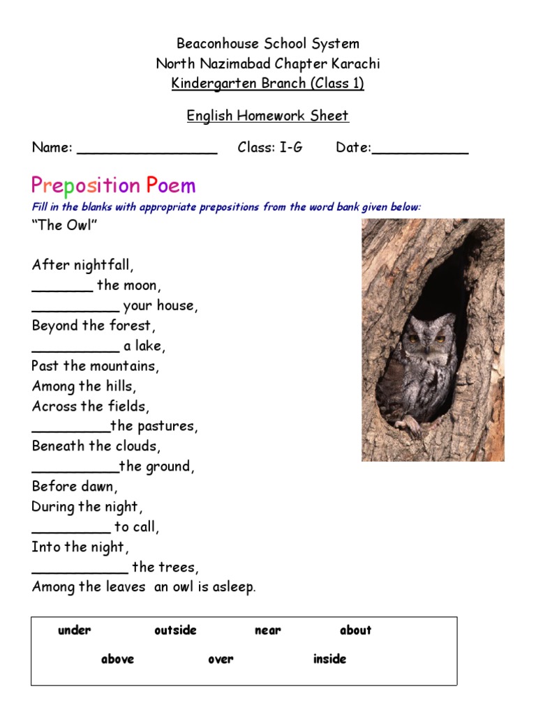 P e o Iti N E: Fill in The Blanks With Appropriate Prepositions From ...
