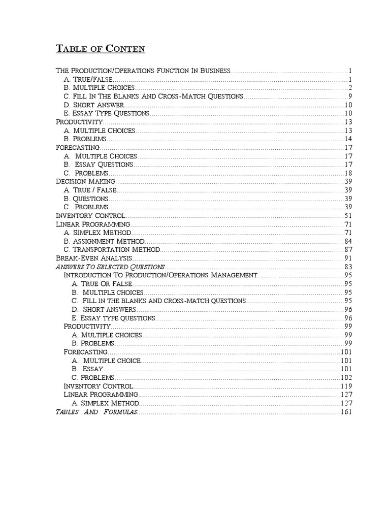 Operations MGT Questions | PDF | Operations Management | Strategic ...