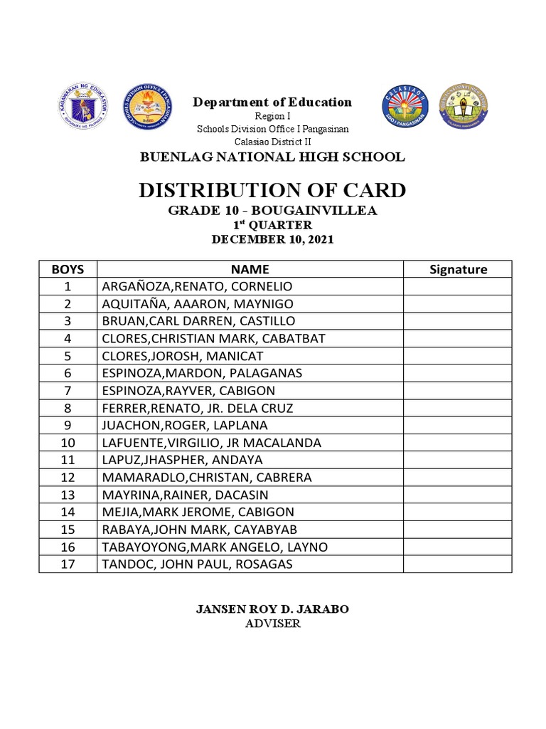Card Distribution Atteendance | PDF
