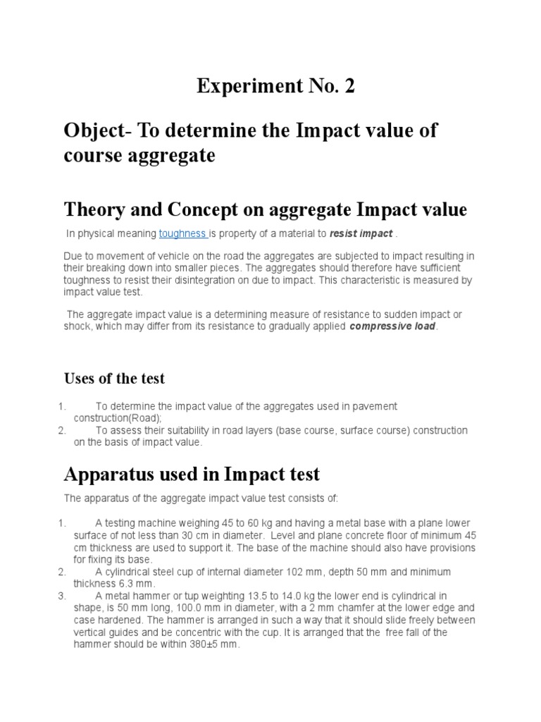Experiment No. 2 Object-To Determine The Impact Value of Course ...