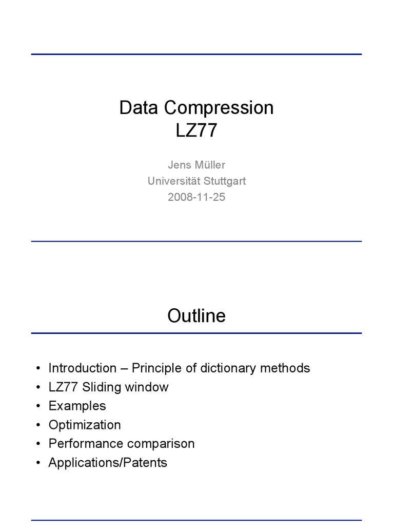 LZ77 JensMueller | PDF | Data Compression | Mathematical Concepts