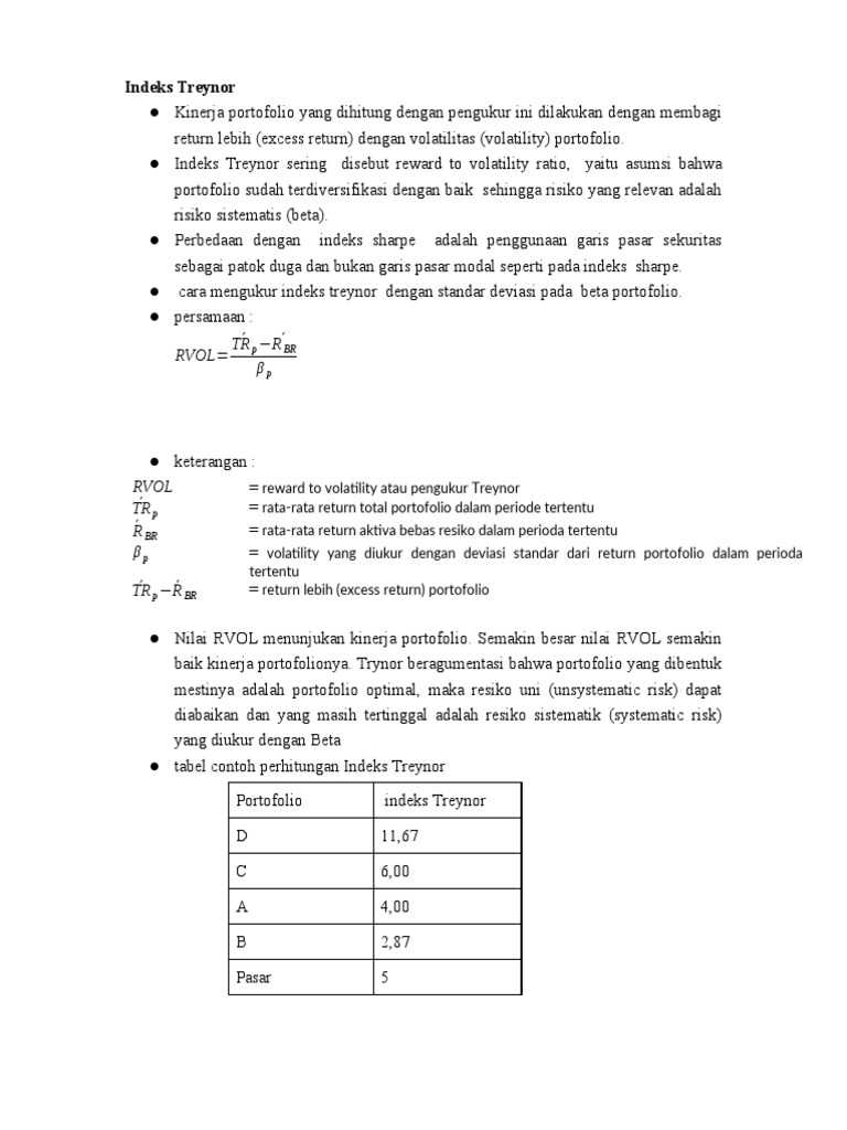 Indeks Treynor dan Jensen dalam Portofolio | PDF | Metode & Bahan Ajar