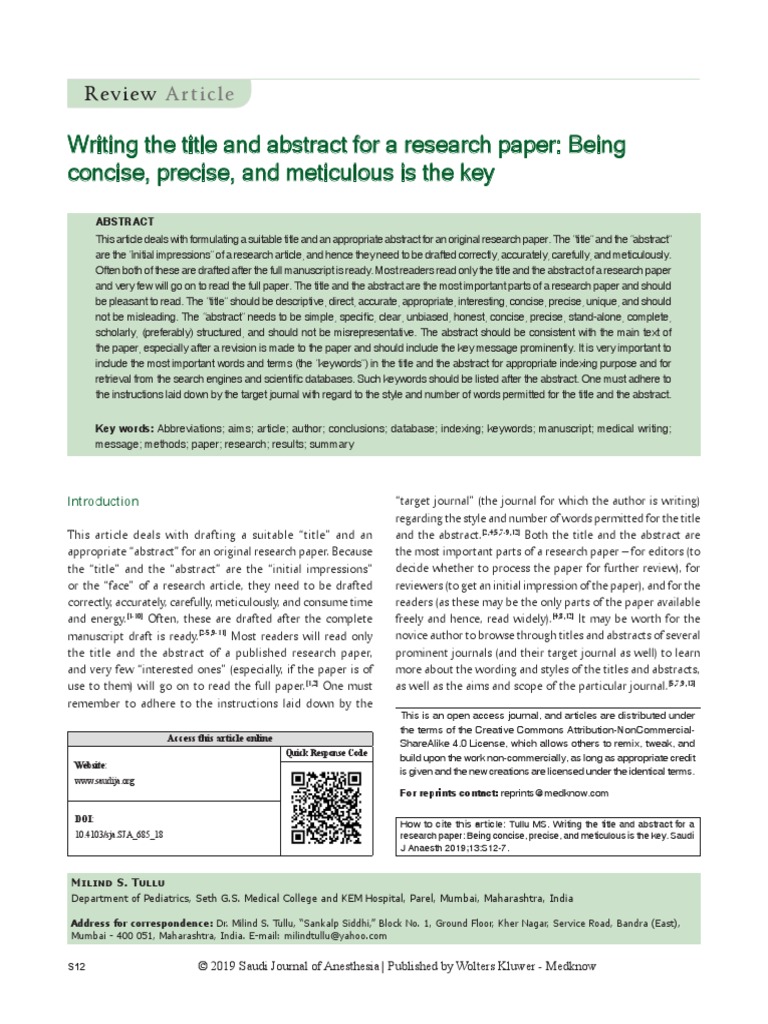 Tullu (2019) - Writing The Title and Abstract For A Research Paper ...