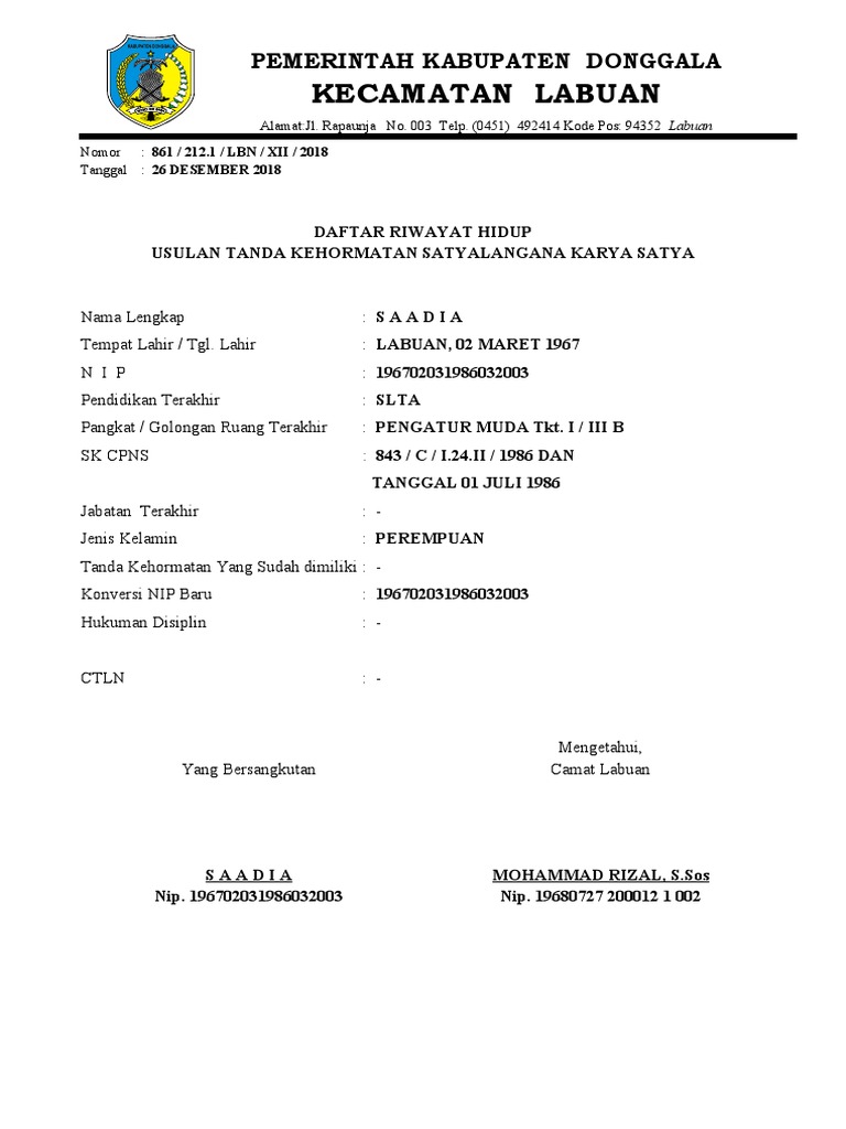 Daftar Riwayat Hidup Saadia | PDF