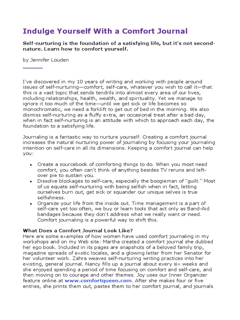 Indulge Yourself With A Comfort Journal | PDF