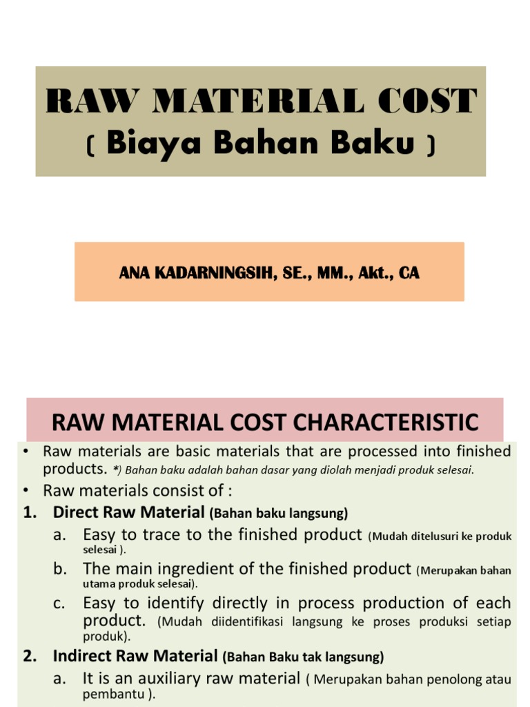 Chapter 2 - Raw Material Cost | PDF | Business Economics | Business