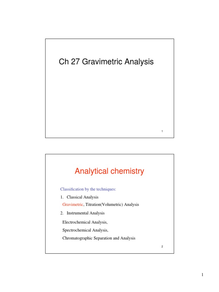 Gravimetric Analysis Techniques Explained | PDF | Precipitation ...