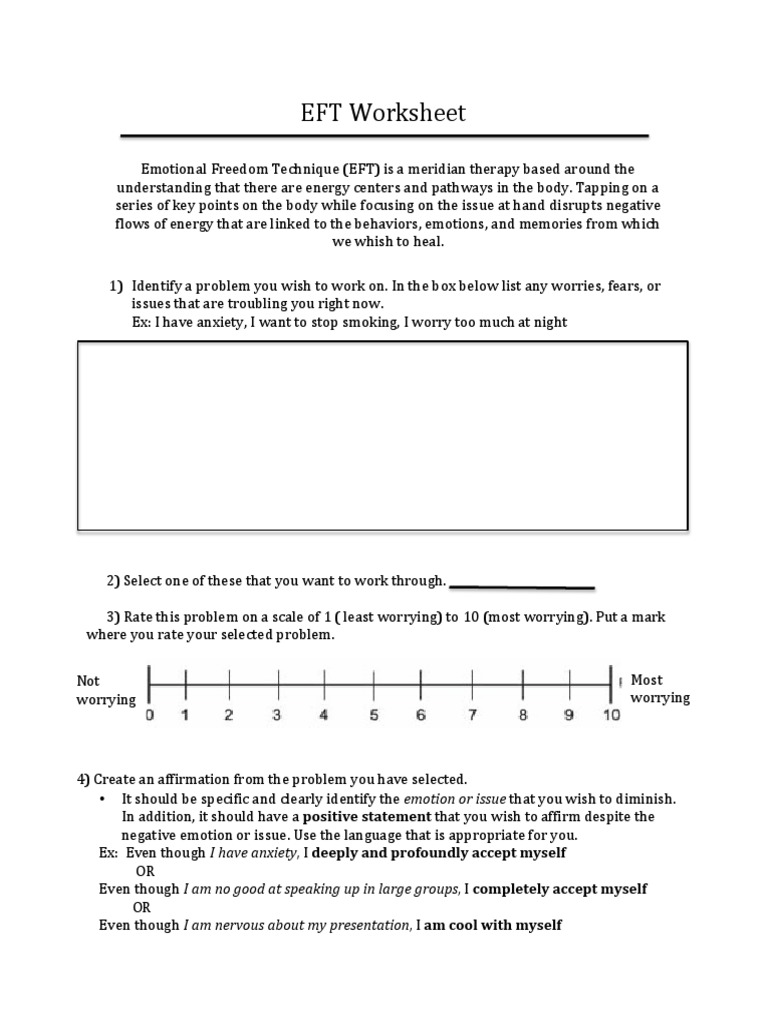 Eft Worksheet | PDF | Emotions | Anxiety