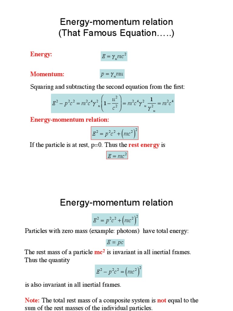 Energy-Momentum Relation (That Famous Equation ..) | PDF | Electronvolt | Nuclear Fission