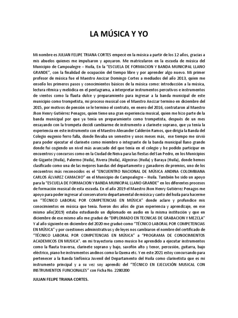 La Musica y Yo | PDF | Las artes escénicas | Sonido