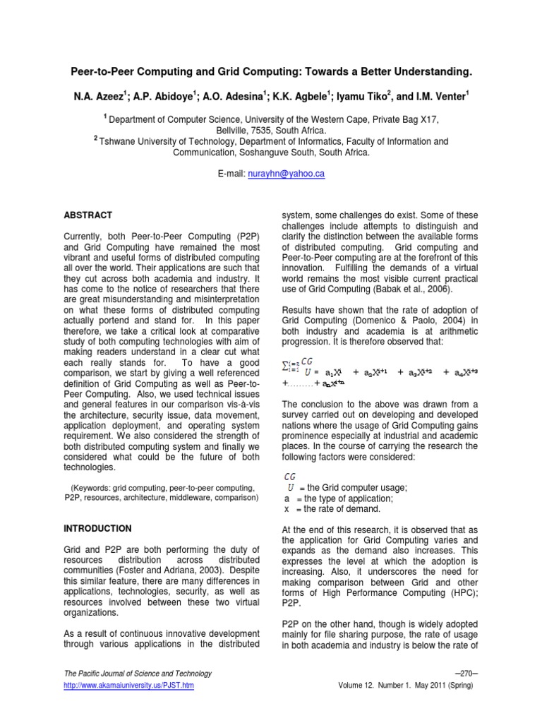 Peer-to-Peer Computing and Grid Computing: Towards A Better Understanding | PDF | Peer To Peer ...