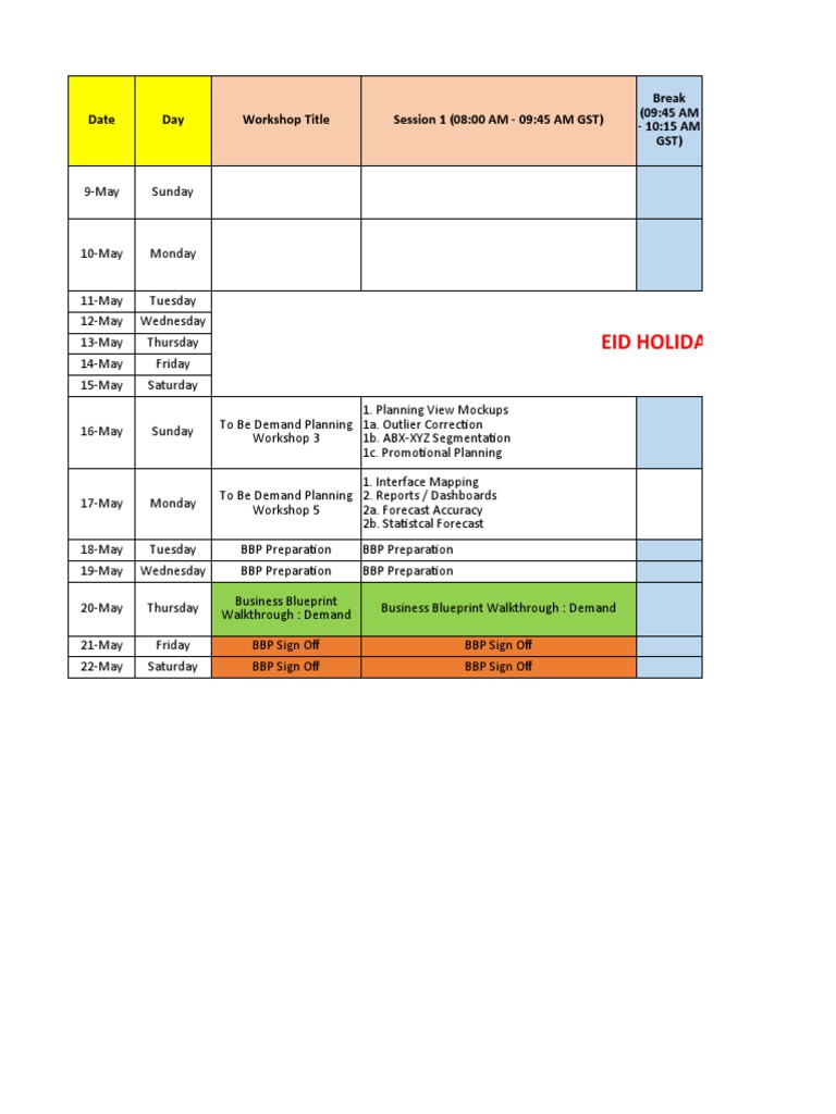 Demand Planning Workshop Schedule V4 0 Pdf Forecasting Business