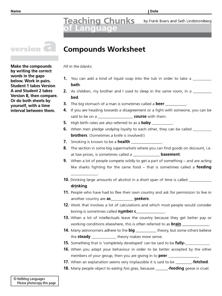 Teaching Chunks of Language Worksheets | PDF