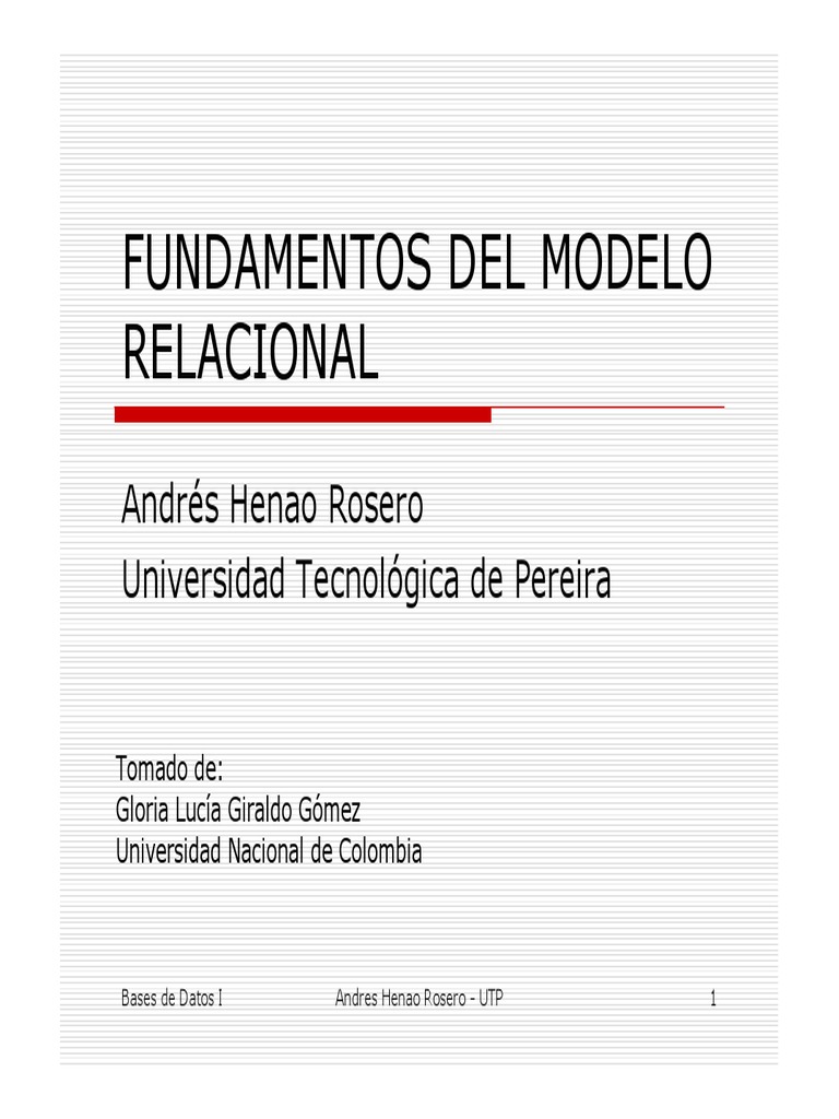 Fundamentos Del Módelo Relacional | PDF | Base de datos relacional | Modelo relacional