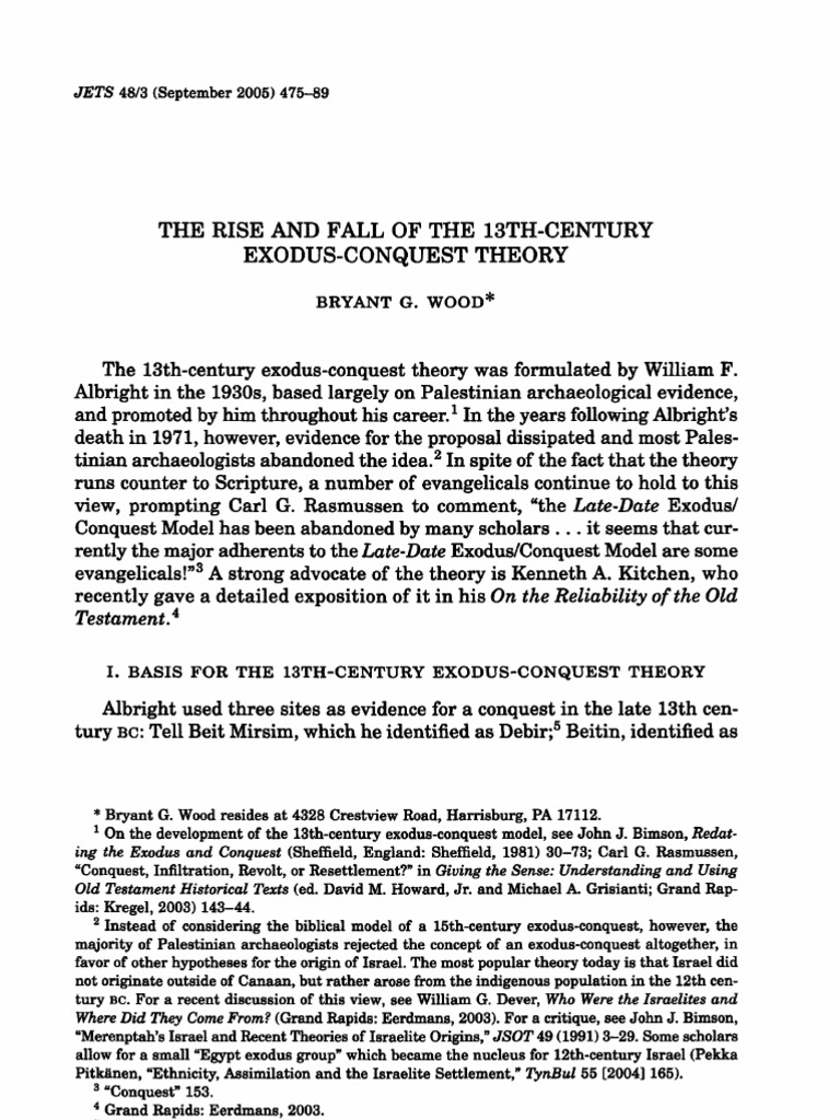 13th Century Conquest Theory - Bryant Wood | PDF | Canaan | Joshua