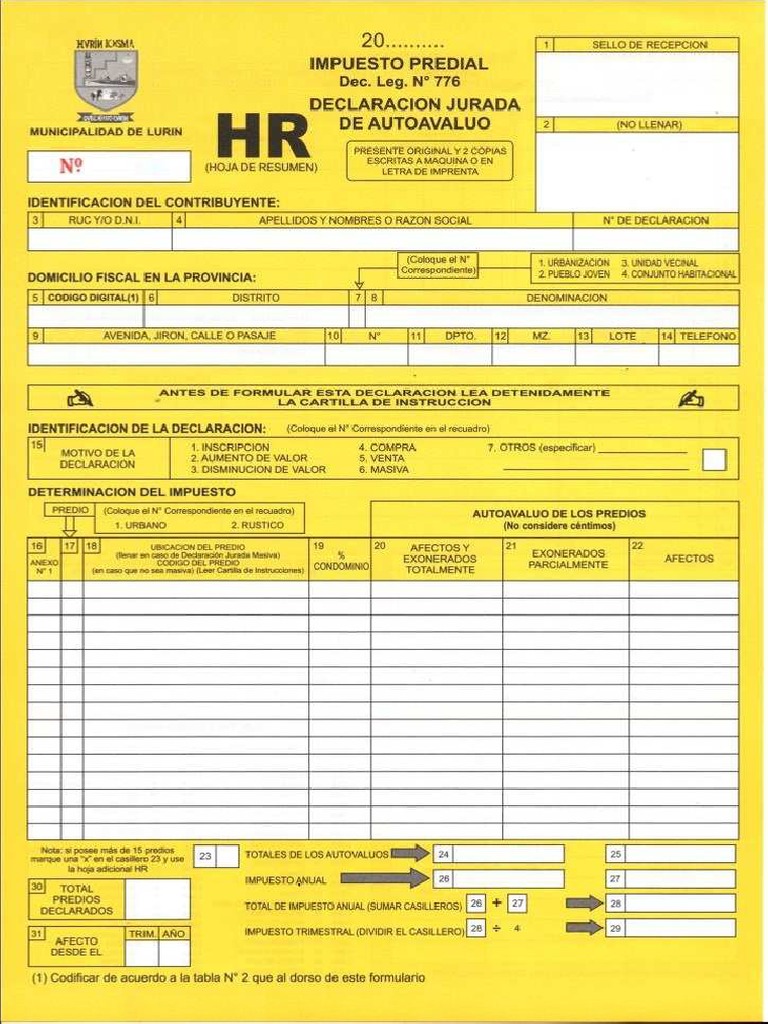 HR y PU - Declaración Jurada Lurin (Formulario) | PDF