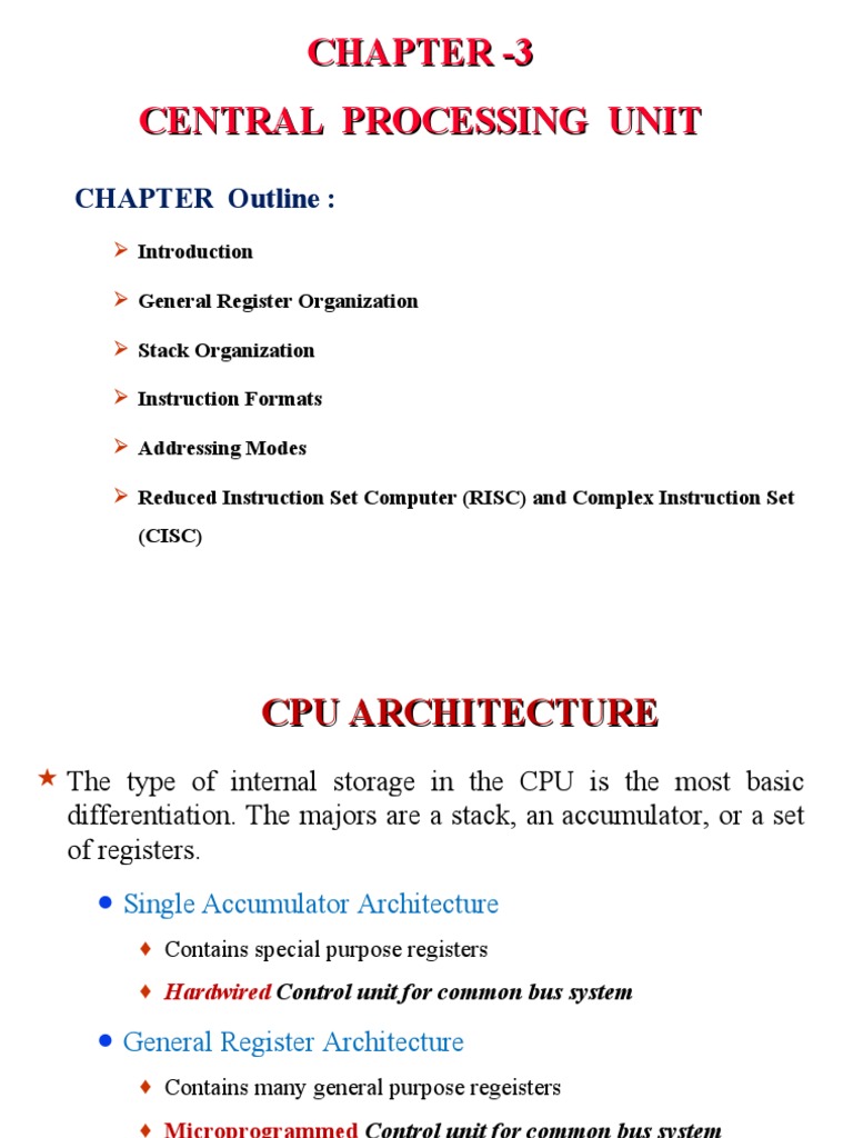 Chapter 3 Lecture 1 Central Processing Unit | PDF | Central Processing ...