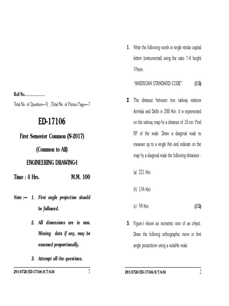 Drawing Question Paper | PDF | Geometry