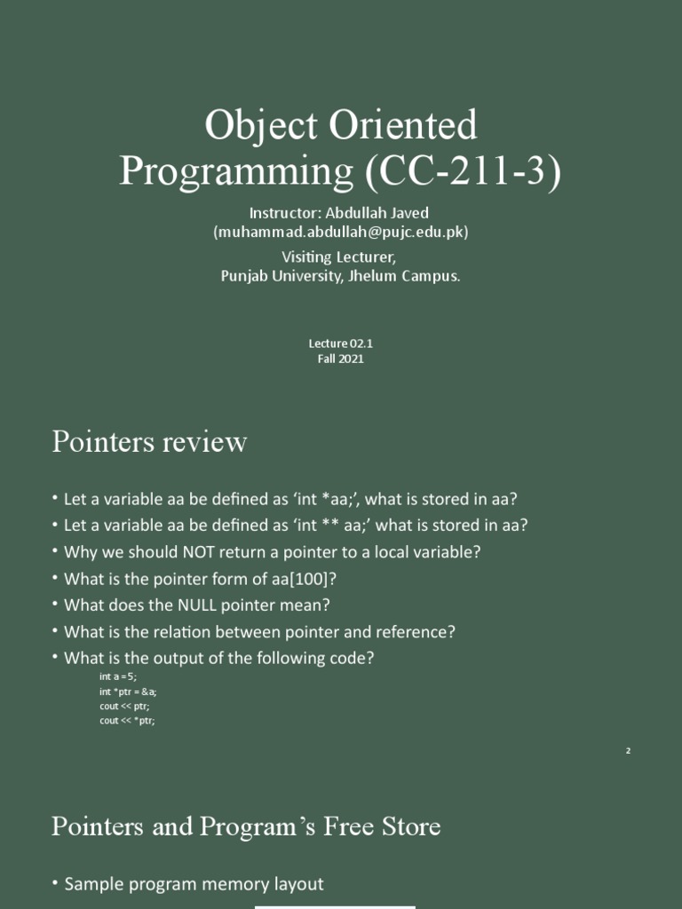 02.1 Memory Allocation | PDF | Pointer (Computer Programming) | Variable (Computer Science)