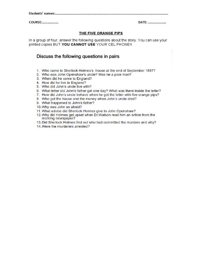 The Five Orange Pips, TP | PDF