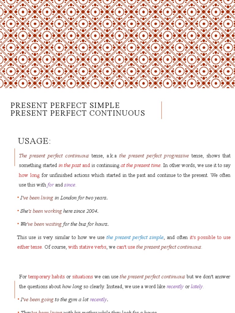 Present Perfect Continuous | PDF | Grammar | Language Families