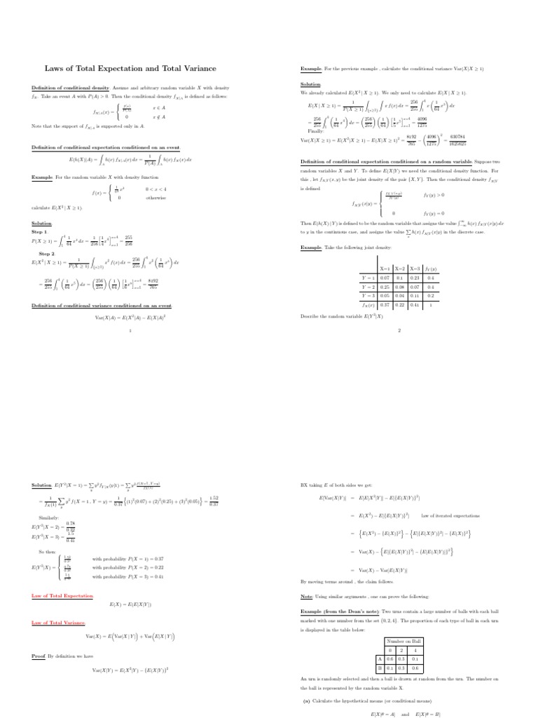 Law of Total Variance | PDF | Variance | Expected Value