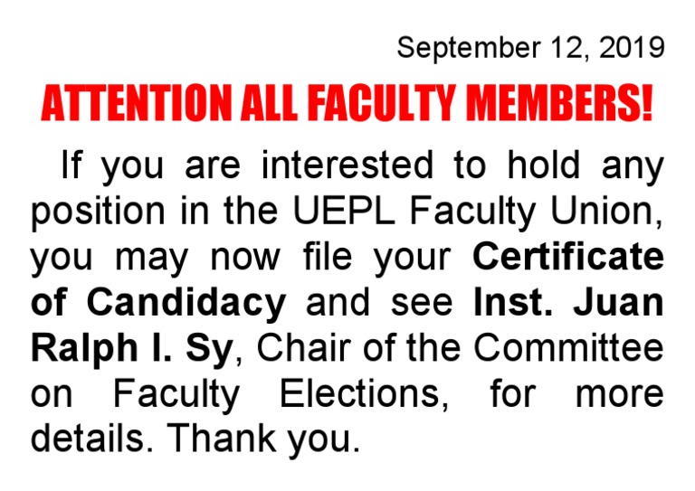 Announcement For Filing of Candidacy | PDF