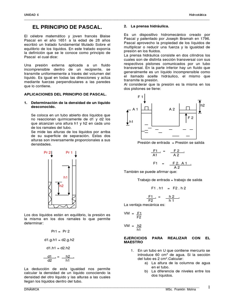 Sesion 13 Principio de Pascal | PDF | Presión sanguínea | Presión
