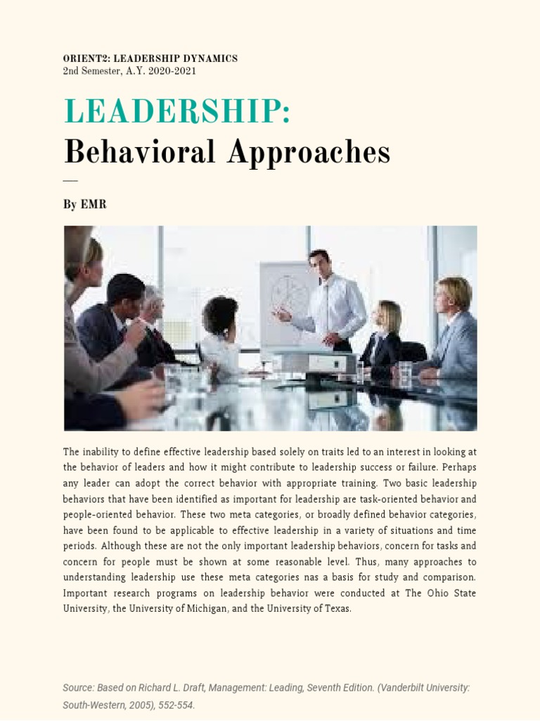 Behavioral Leadership Approaches Explained | PDF | Leadership | Systems ...