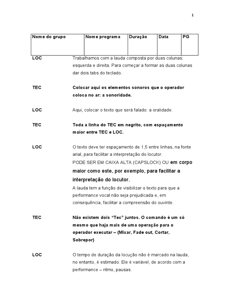 Modelo Lauda Radiofônica | PDF