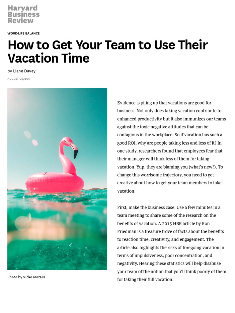 How To Get Your Team To Use Their Vacation Time | PDF