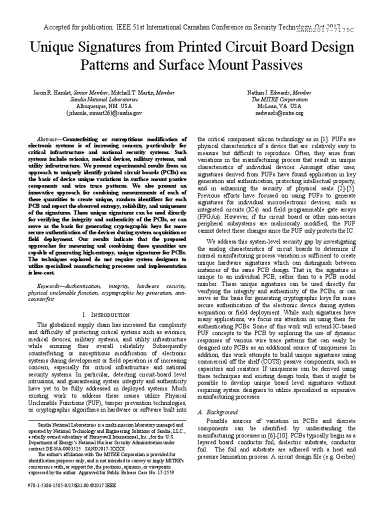 Unique Signatures From Printed Circuit Board Design Patterns and ...