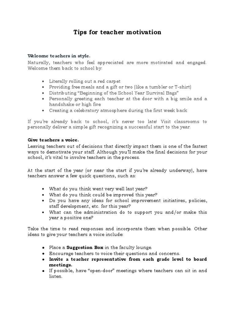 Boost Teacher Motivation Strategies | PDF | Teachers | Mentorship
