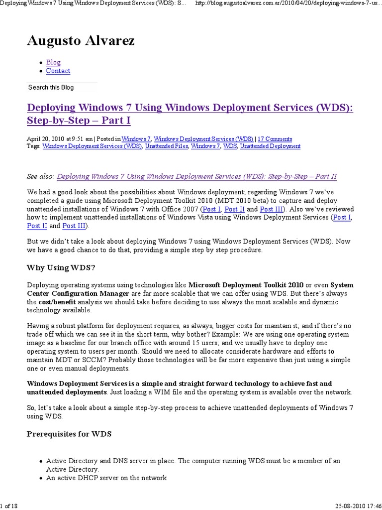 Deploying Windows 7 (WDS) - Part I | PDF | Microsoft Windows | Windows 7